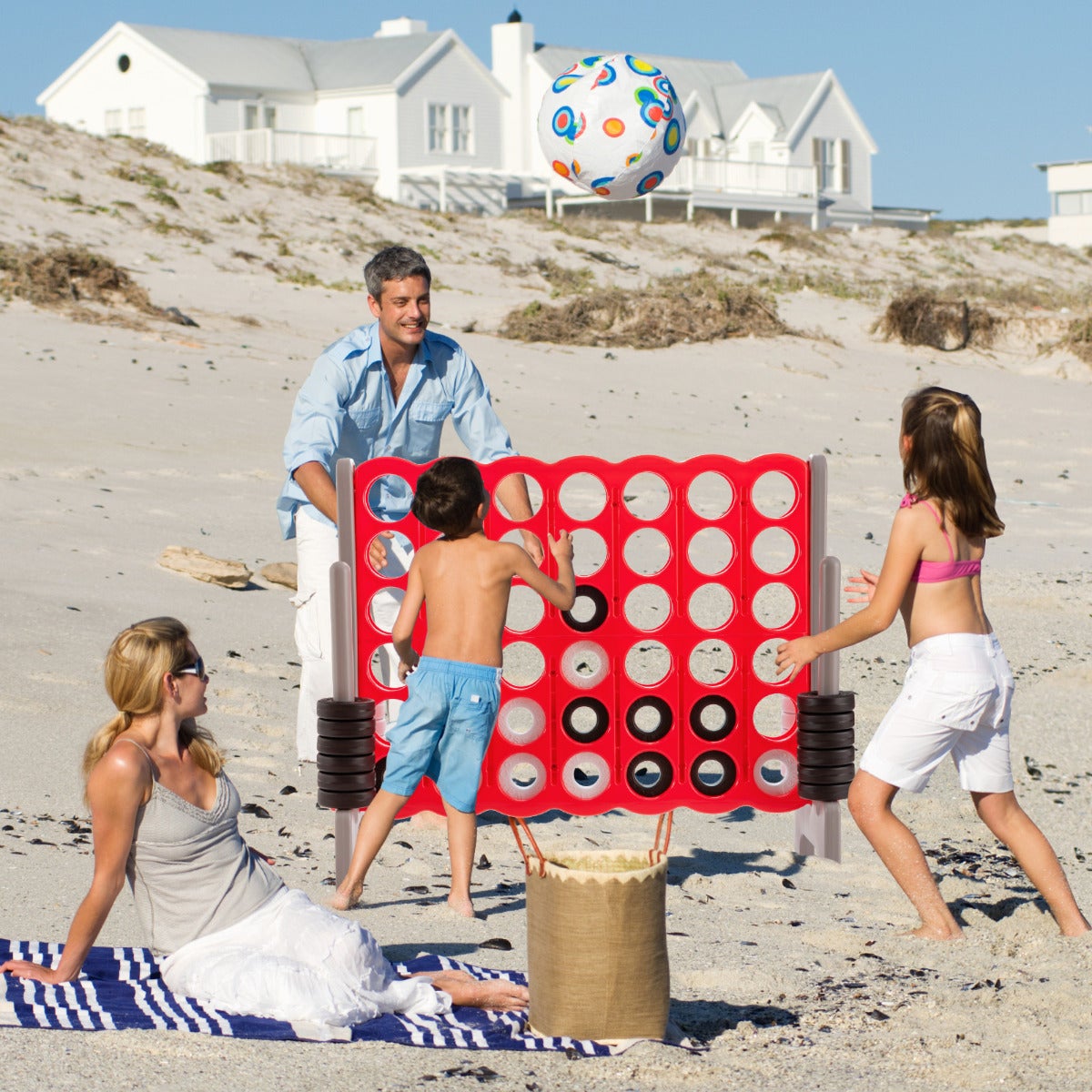 Juego 4 en Raya Gigante 120x104cm con 42 Anillos - Rojo | Leroy Merlin