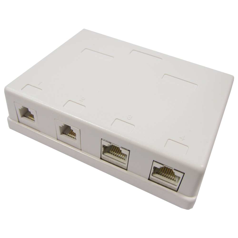 Caja de superficie de 2 RJ11 Cat.3 y 2 RJ45 Cat.6 FTP | Leroy Merlin