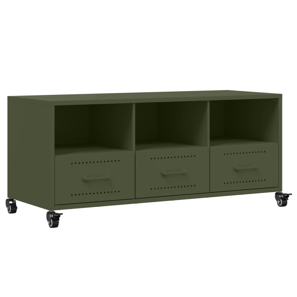 Meuble TV vert olive 100,5x39x43,5 cm acier | Leroy Merlin