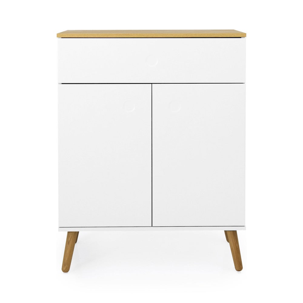 Petit buffet en bois 1 tiroir 2 portes L74cm - Blanc | Leroy Merlin