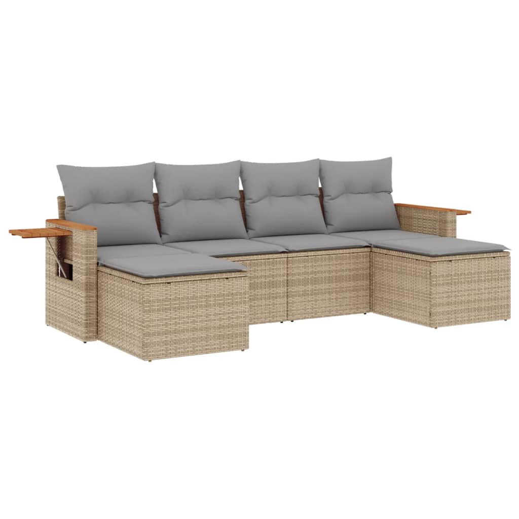 Salon de jardin avec coussins 6 pcs rotin synthétique beige - COMFORTXL ...