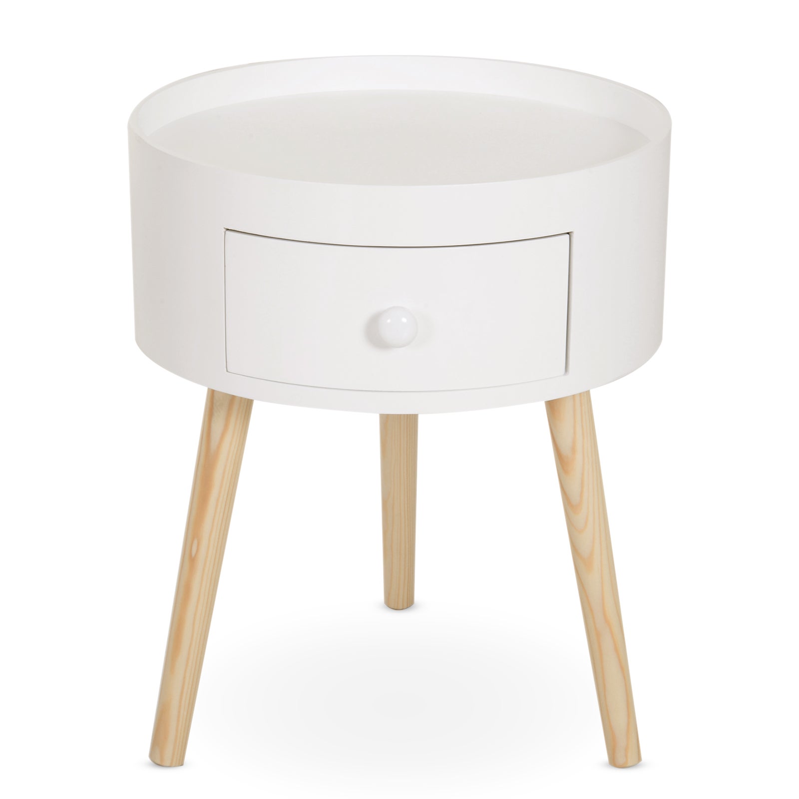 Chevet table de nuit ronde 1 tiroir design scandinave bicolore | Leroy ...