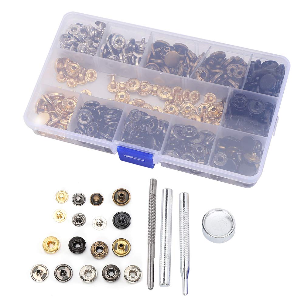 Kit de 120 boutons-pression en cuir avec 6 boutons-pression en métal de ...