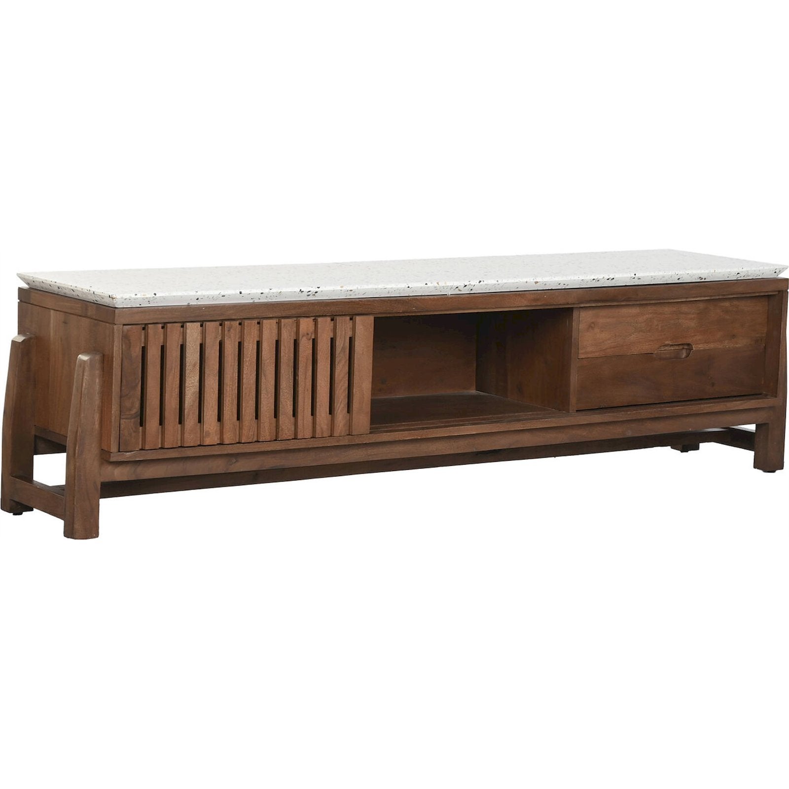 Meuble TV acacia terrazzo style oriental et moderne 166 x 46 x 52 cm ...