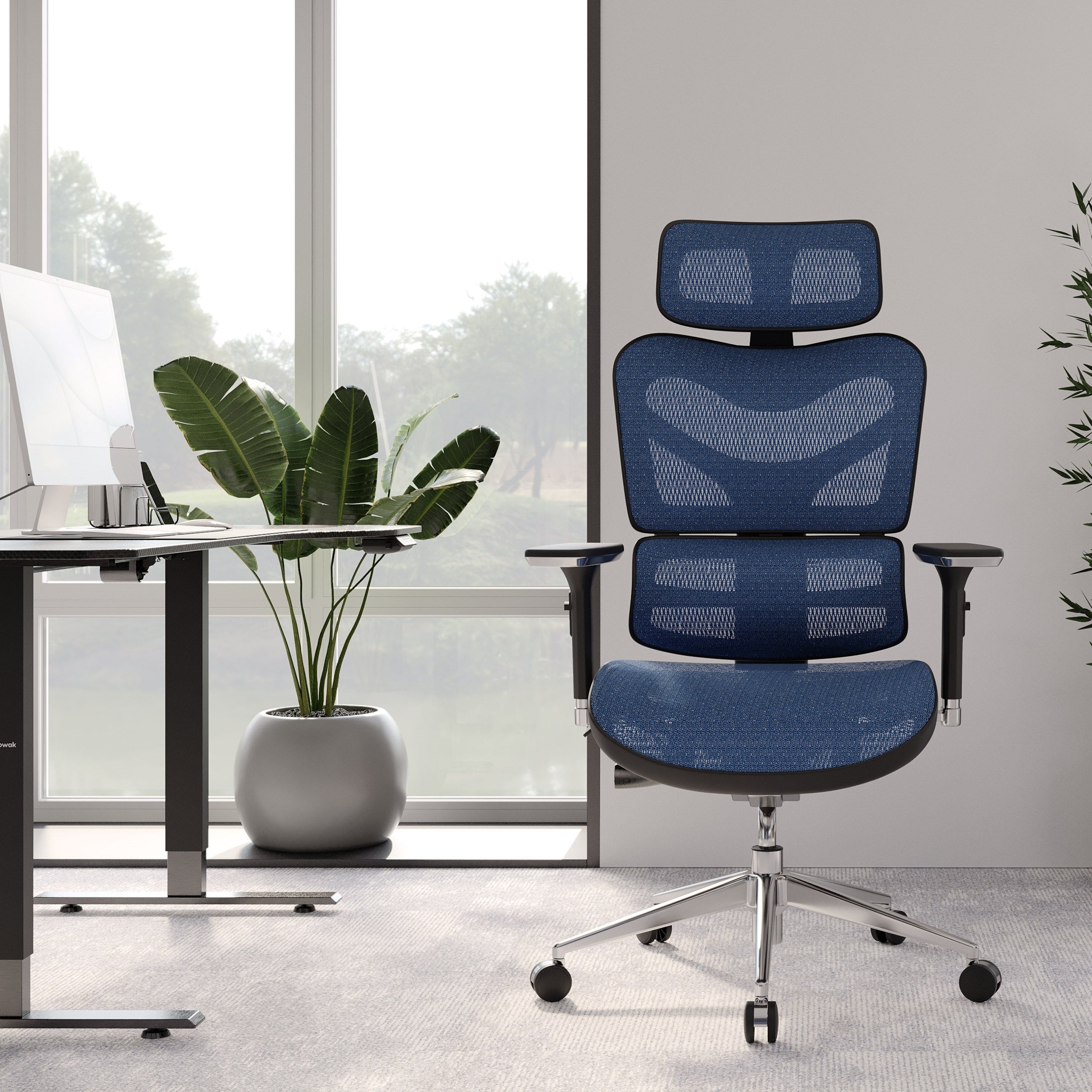 Diablo Chaise de Bureau Ergonomique V-Commander: Noire-Bleue | Leroy Merlin
