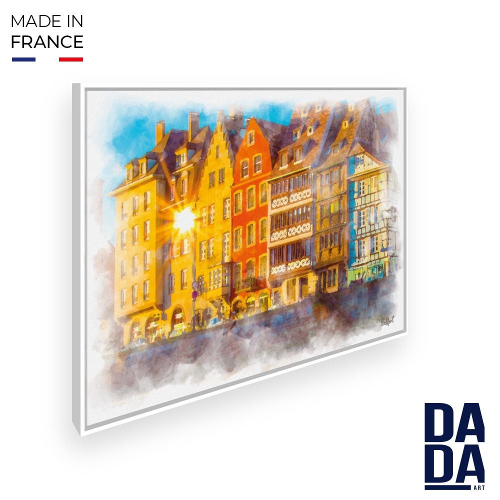 Tableau Maisons colorées de Belfort / 45x60cm / Cadre Blanc / Fabriqué ...