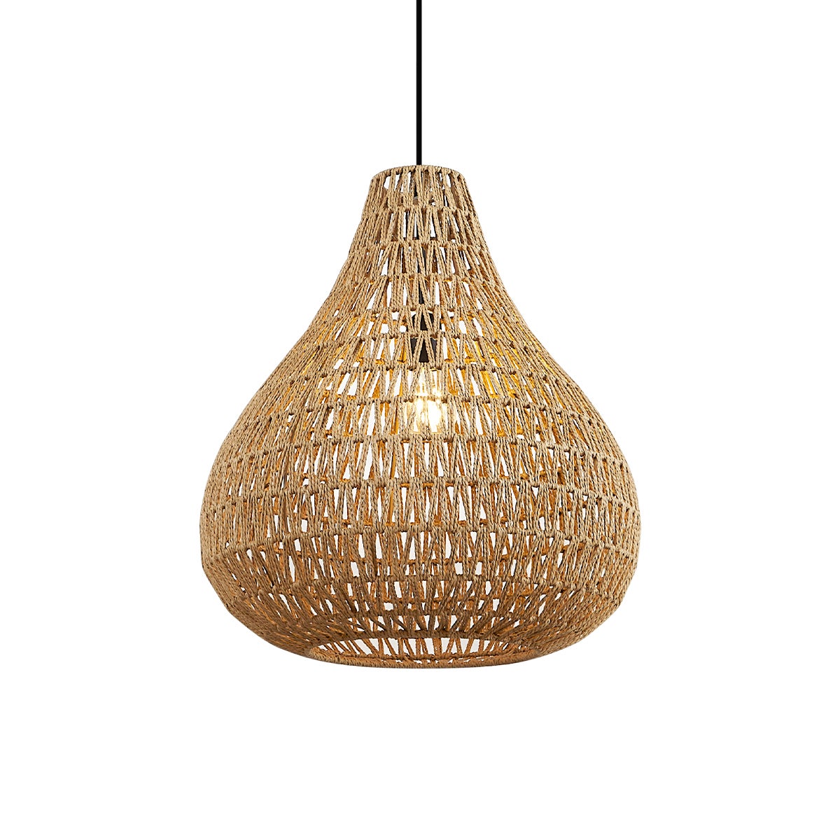 Lámpara colgante escandinava marrón 45cm - Lina Natural | Leroy Merlin