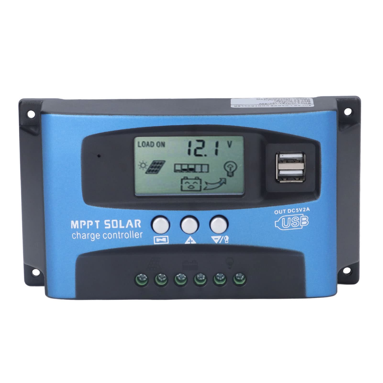 Controlador de carga solar MPPT 50A ABS 12V/24V LCD seguimiento ...