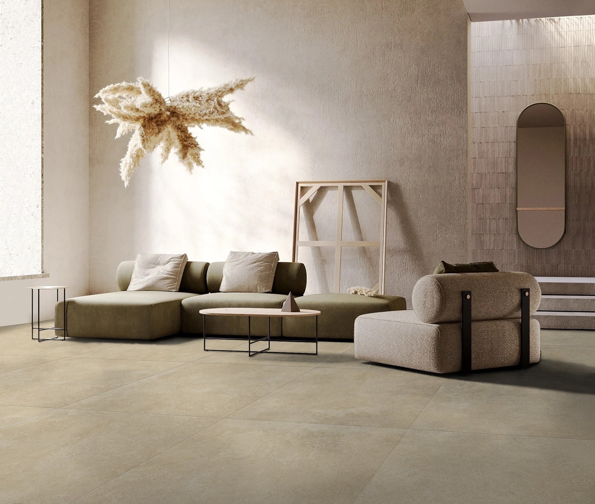 CARRELAGE GRÈS CÉRAME EFFET PIERRE ANTIDÉRAPANT BEIGE SPATULE 60X60 ...