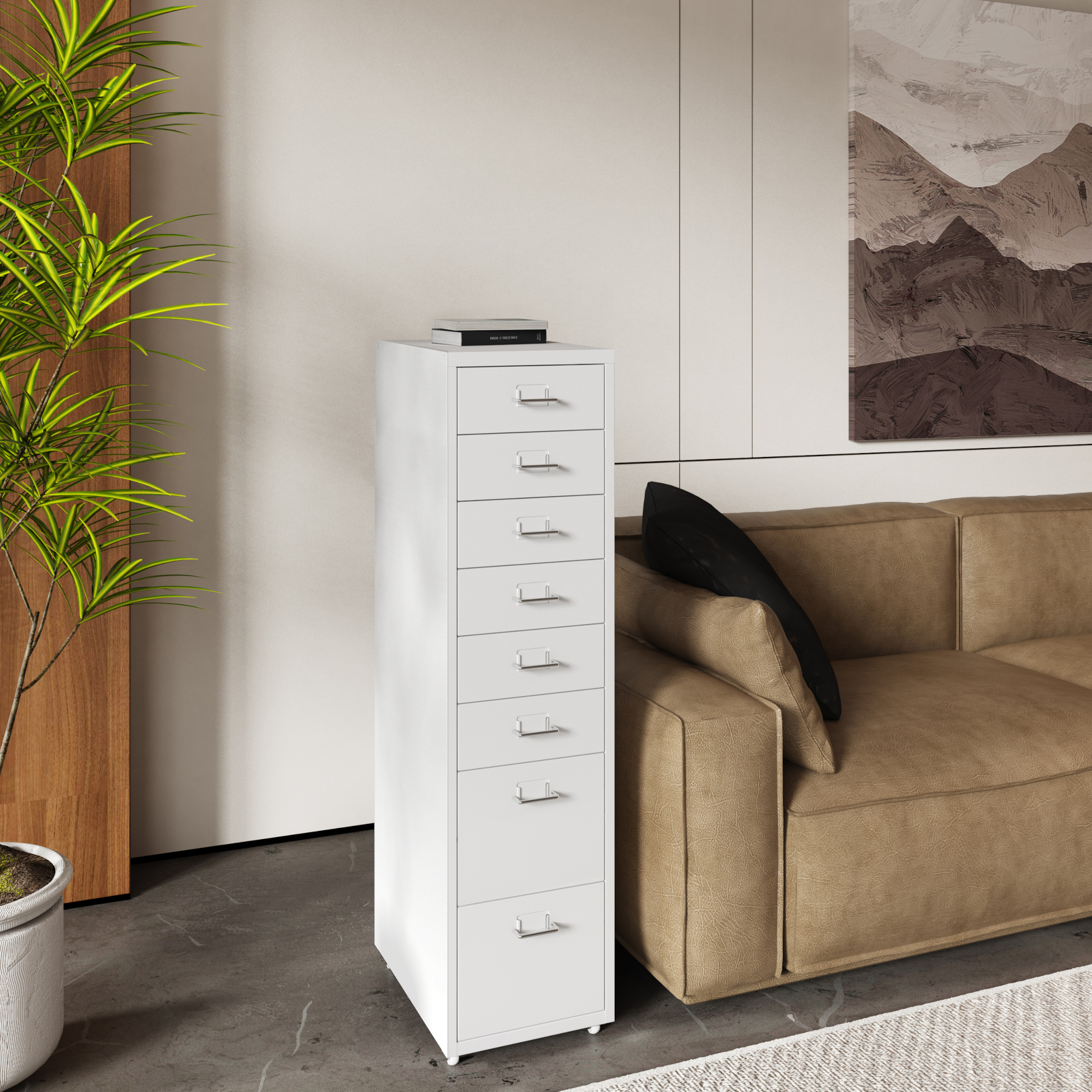 Cassettiera Kökar in Acciaio Mobile Archivio con 8 Cassetti e Rotelle ...