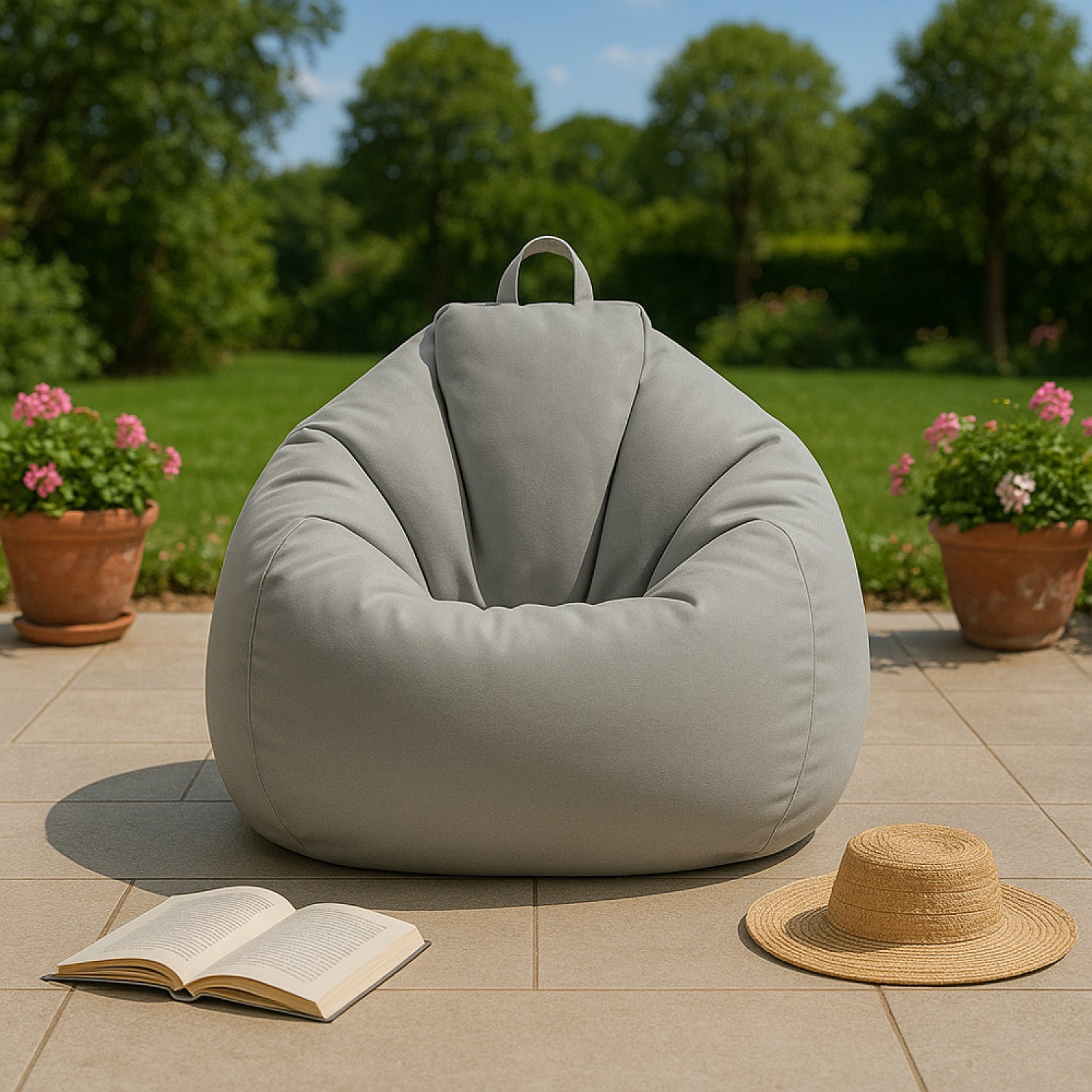 OHAU - Pouf poire d'extérieur 130x115cm gris | Leroy Merlin