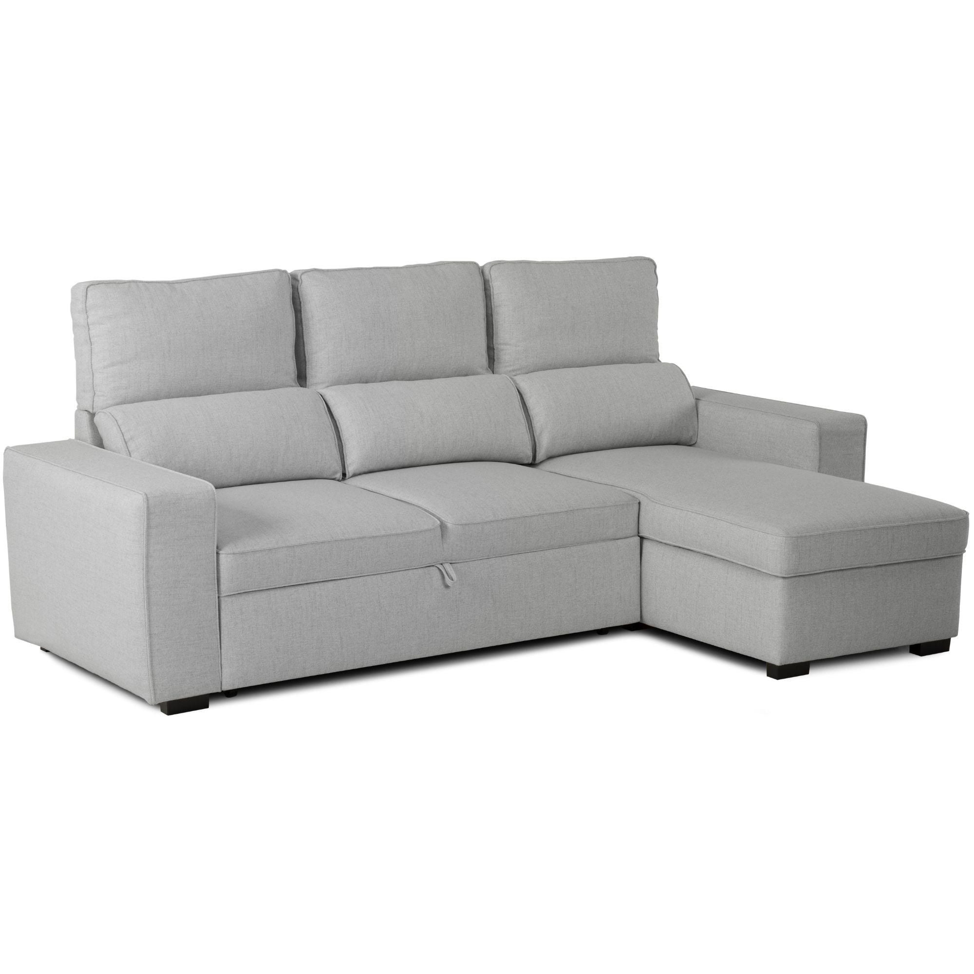BUDWING Sofá-Cama Chaise Longue Harper Gris - 4 Plazas - 248,5x156x103 cm | Leroy Merlin