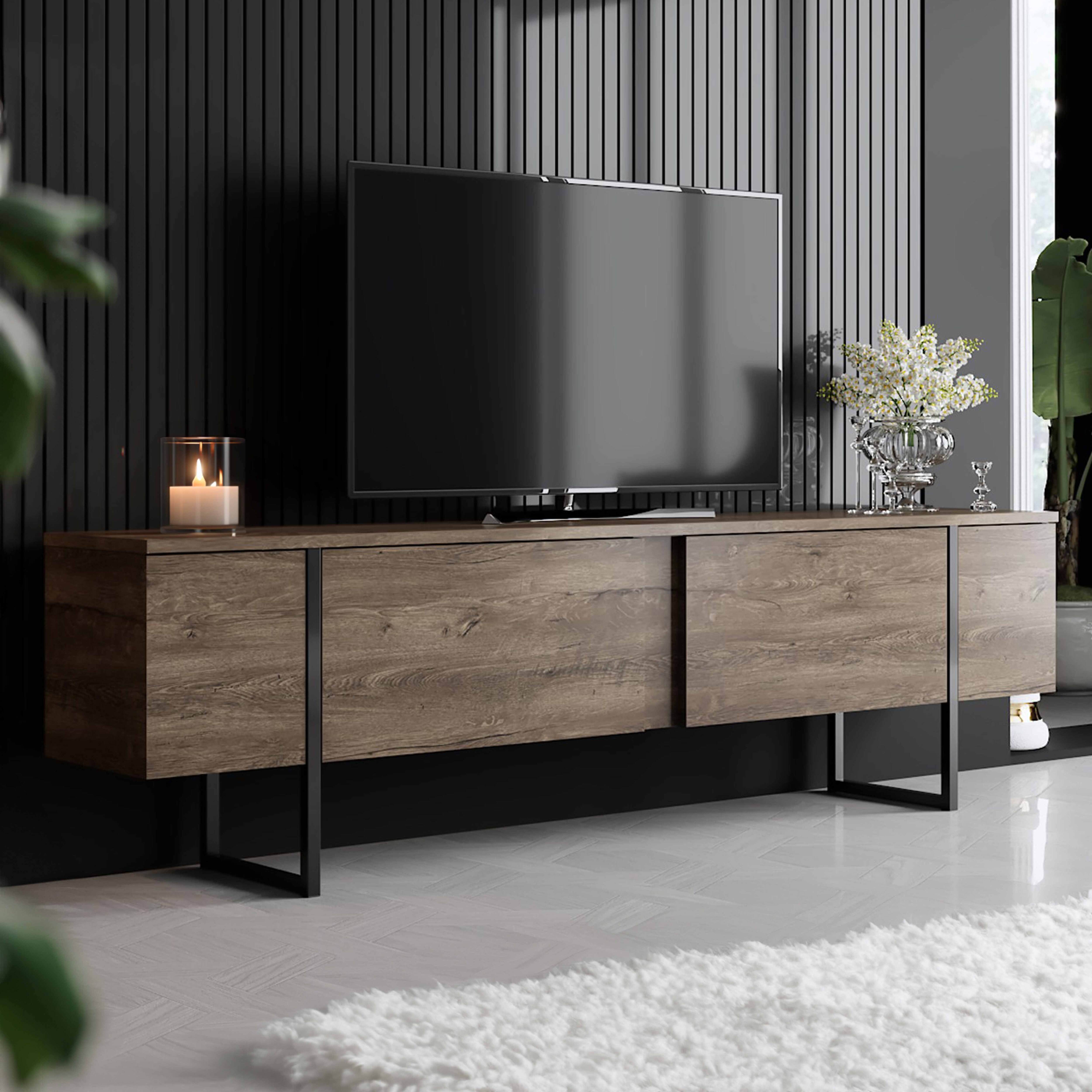 Meuble TV 180 cm en bois et acier bois | Leroy Merlin