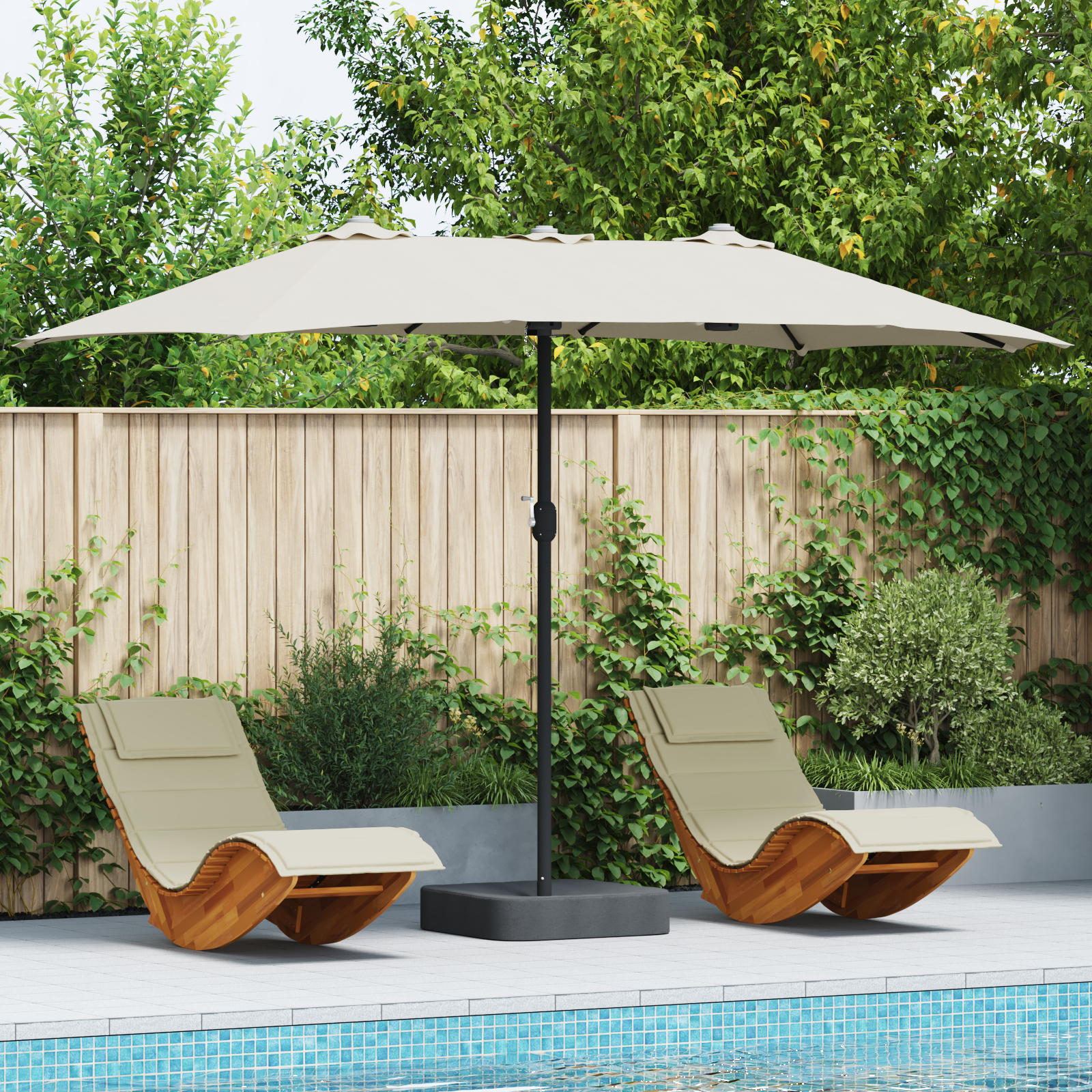 Parasol de jardin Couleur sable 385 x 209 x 244 cm tissu vidaXL | Leroy ...