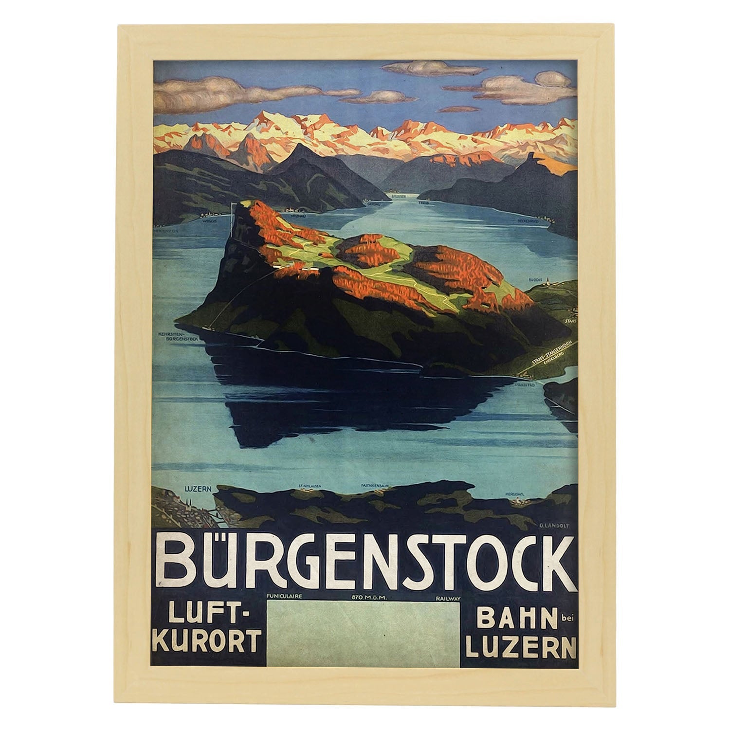 Poster Vintage De Burgenstock. Con Imagenes Vintage Y De Publicidad Antigua. Marco Blanco A3 ...