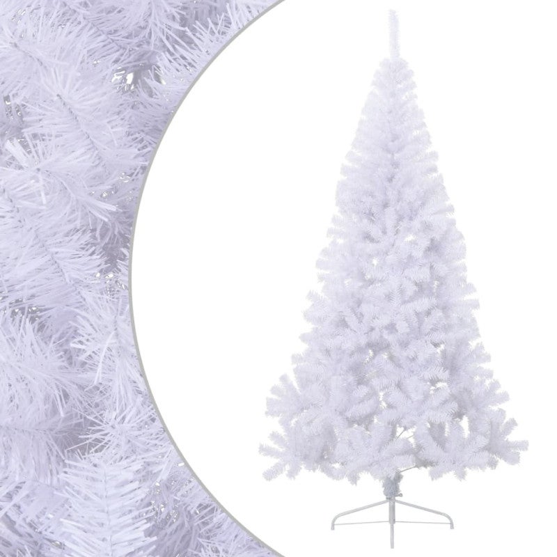Medio árbol de Navidad artificial con soporte PVC blanco 210 cm | Leroy ...