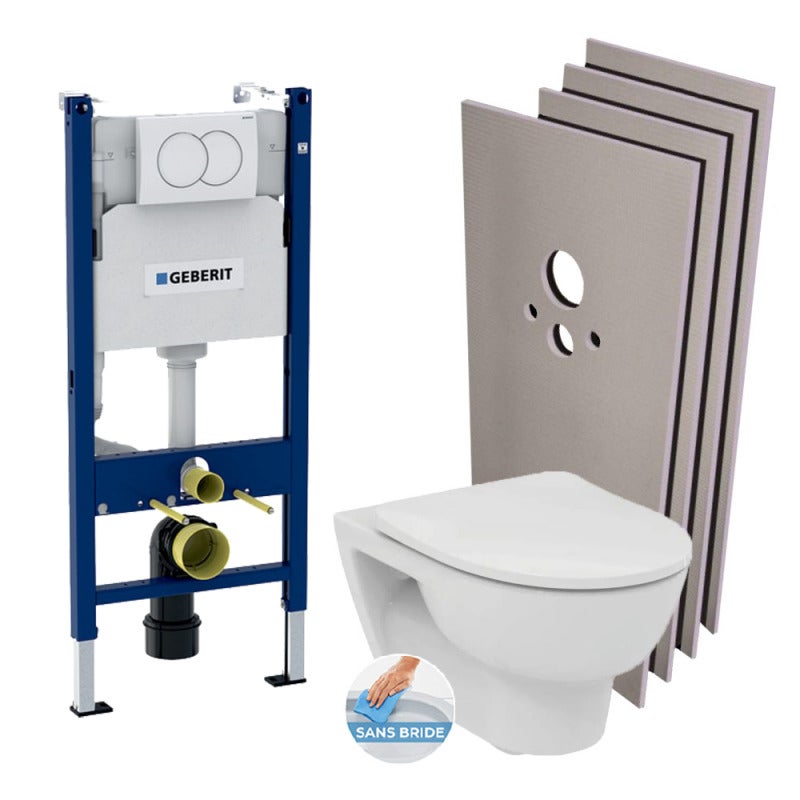 Pack WC Bati-support Geberit + WC Ideal Standard Giovo sans bride ...