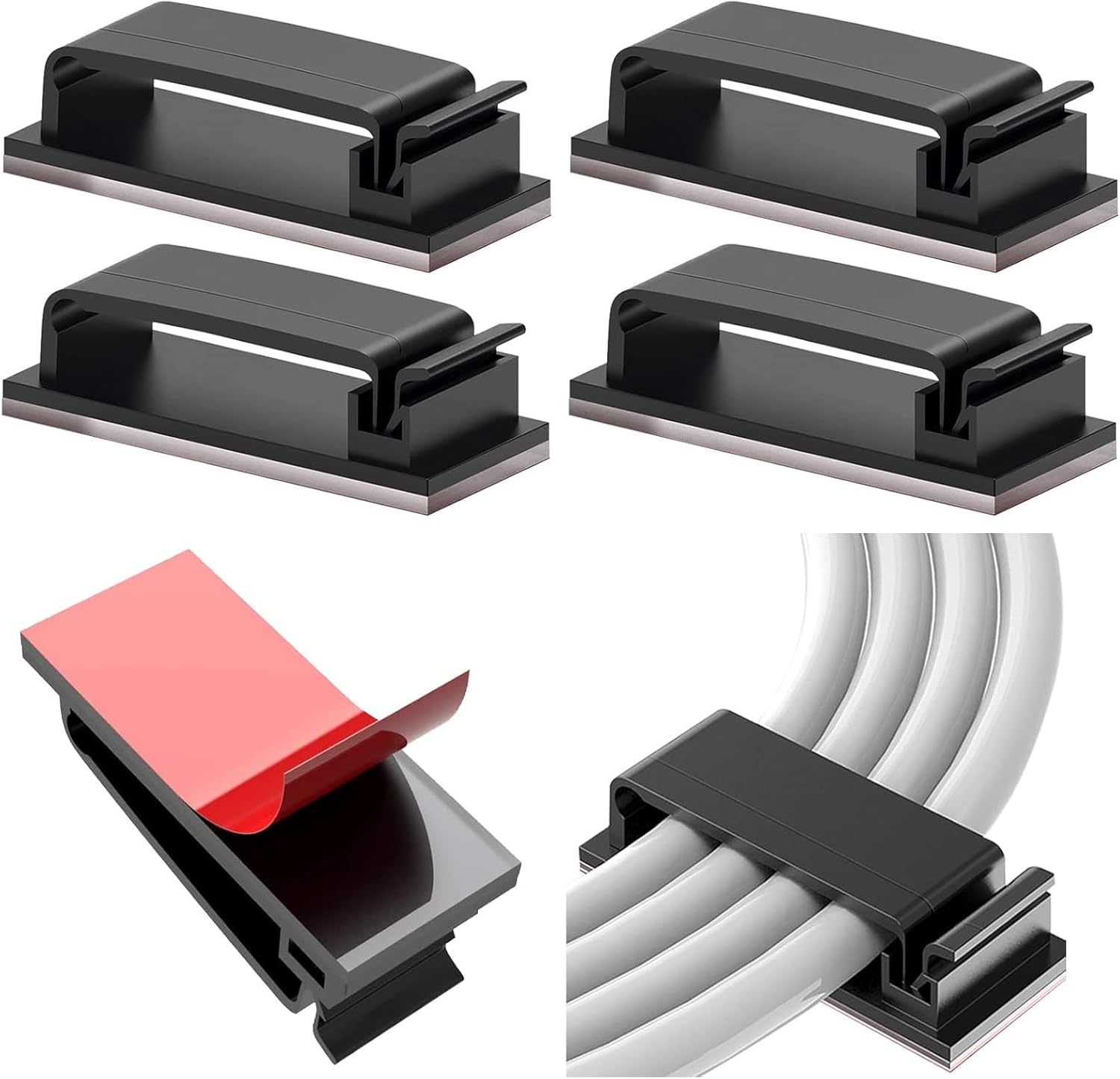Clips adhesivos para cables, organizador de cables, gestión de cables ...