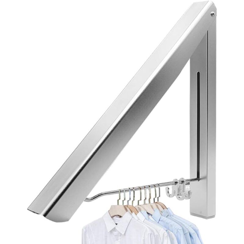 (1 Rack, Argent) Étendoir à linge pliable rétractable aluminium ...