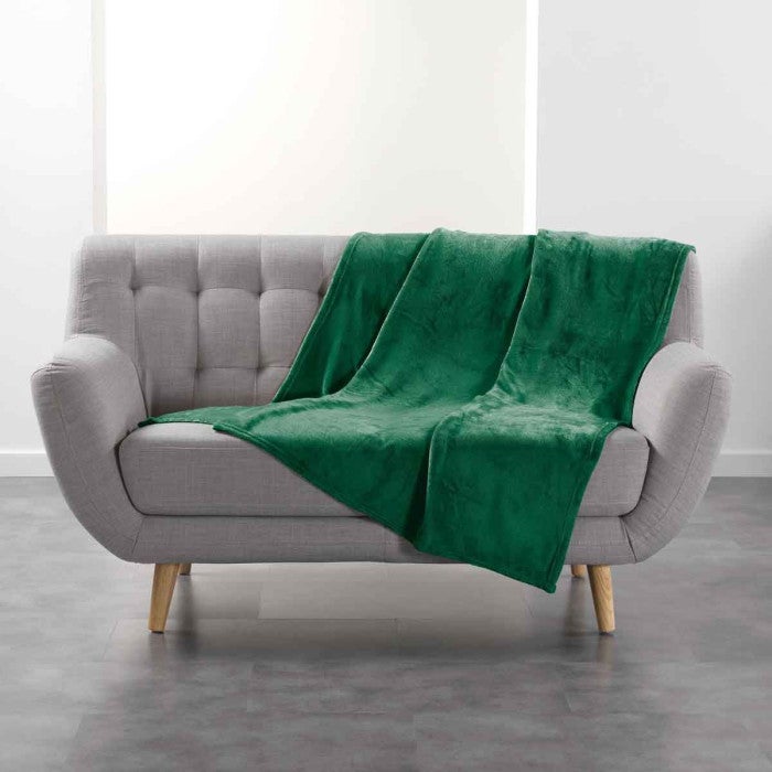 Plaid Uni en Flanelle "Flanou" 125x150cm Vert | Leroy Merlin