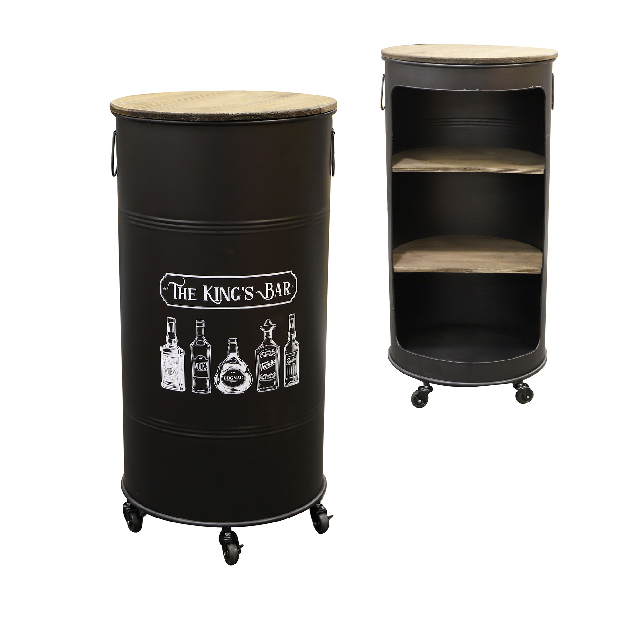 Bar sur roulettes 50x50x100 cm noir en bois et métal - HOPA | Leroy Merlin