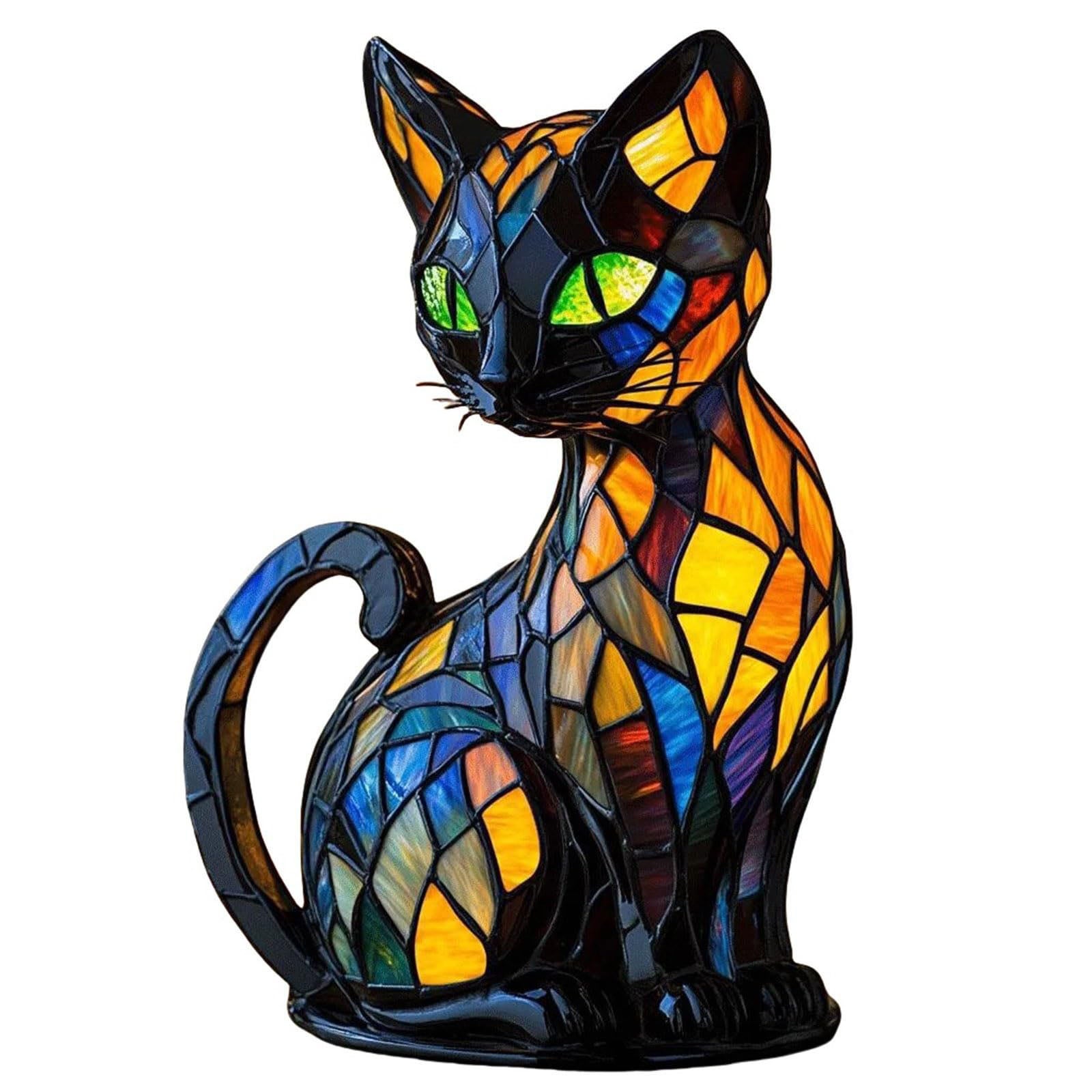 Lampe chat Tiffany, veilleuse chat, lampe chat mosaïque LED, lumière ...