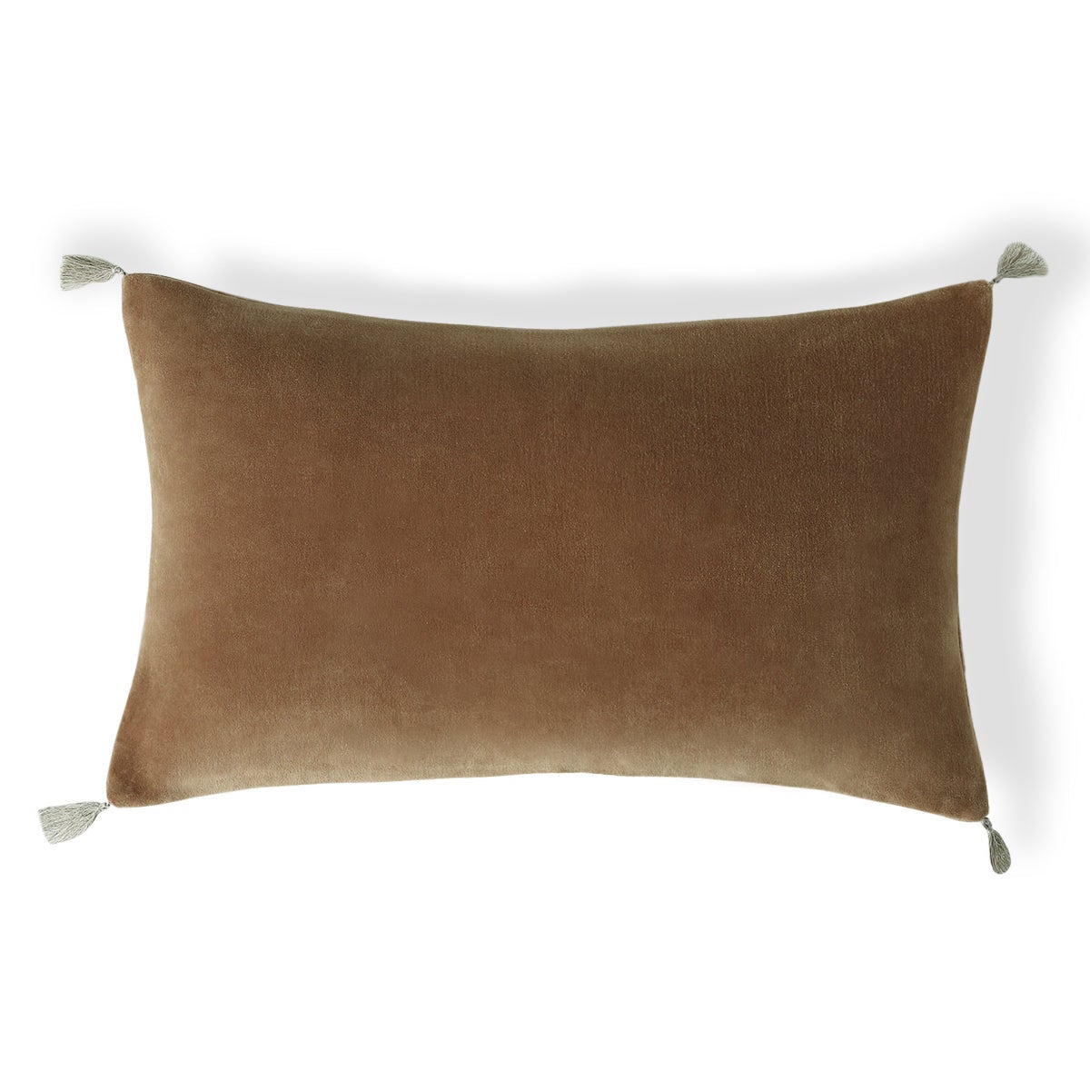 Coussin 50x30 velours de coton camel | Leroy Merlin