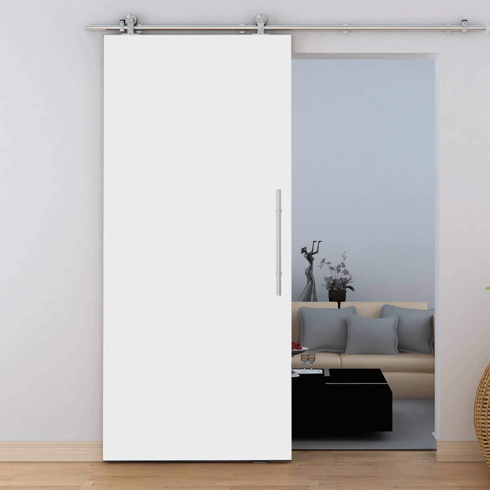 Kit double porte coulissante en bois blanc porte à âme pleine + rail ...