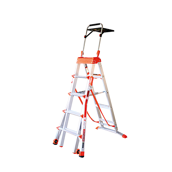 Escabeau télescopique - Hauteur travail max. 3.74m + Fixation murale ...