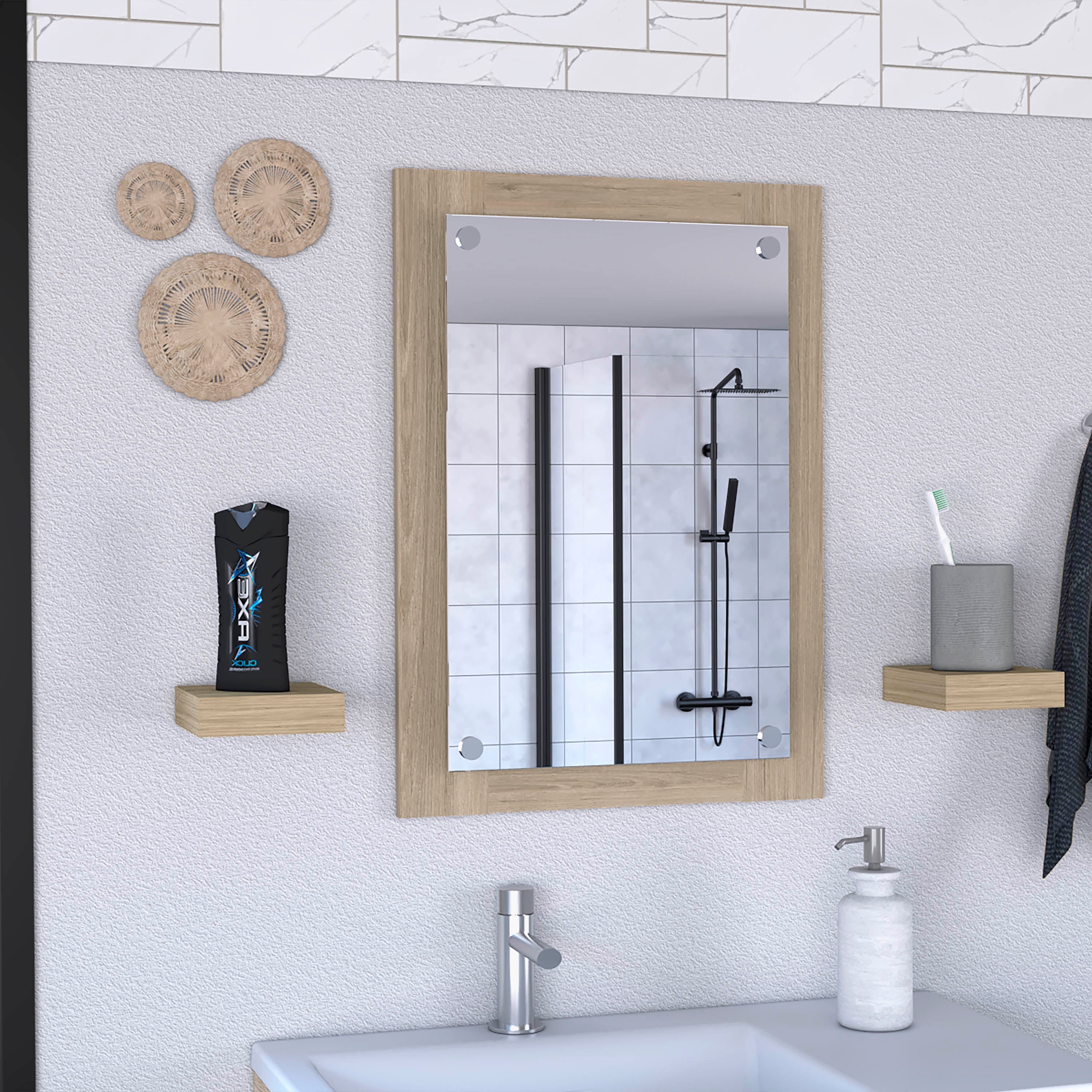 Espejo de Baño Vanguard con forma rectangular Rovere , 70 cm X 50.2 cm X 3.9 cm , Gris / plata ...