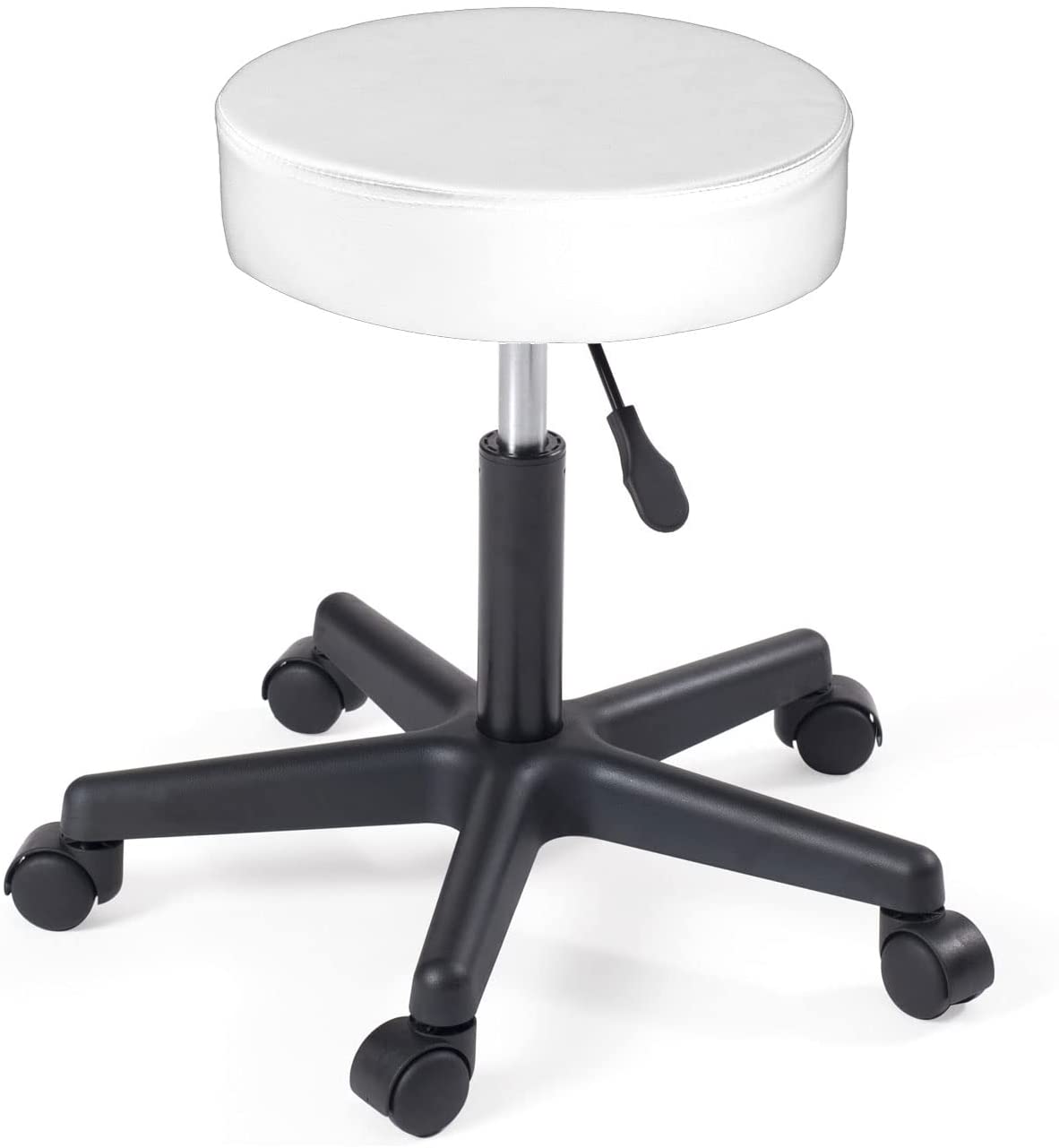 Tabouret à roulettes siège rond, simili cuir rembourré mousse haute ...