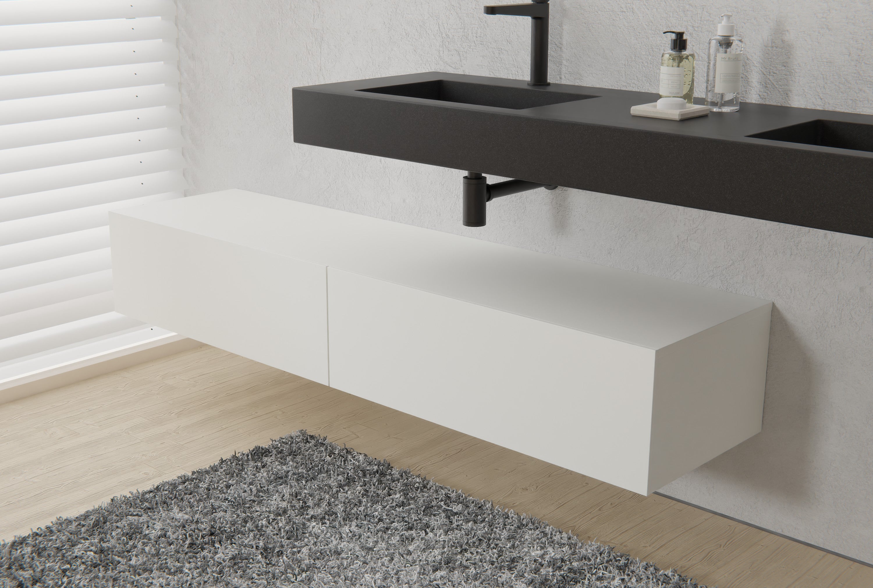 BERNSTEIN - Meuble sous vasque mural design pré-assemblé en MDF laqué ...