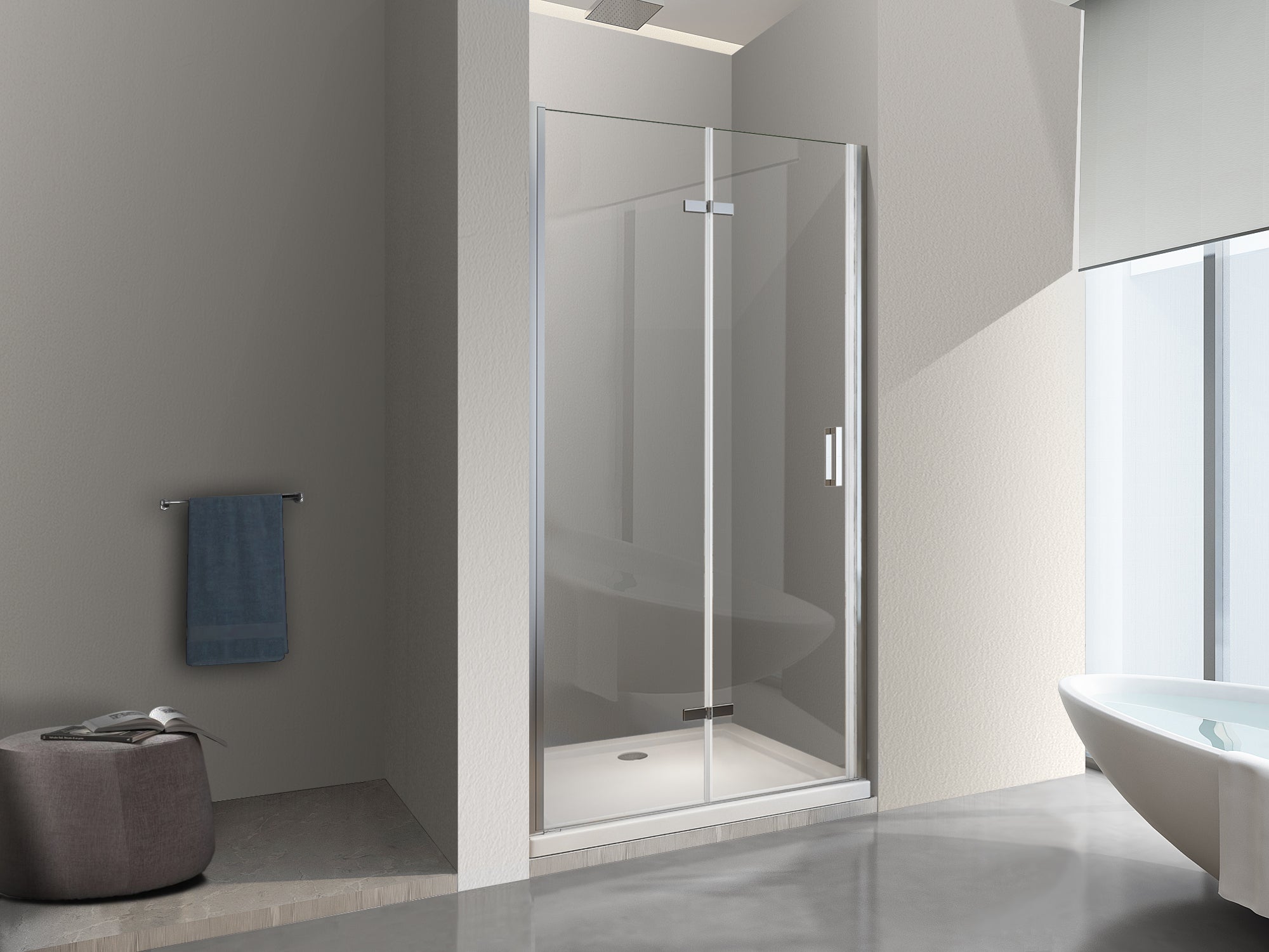 NALA Porte de douche 6 mm pliante pour installation en niche - 83-86,5 ...