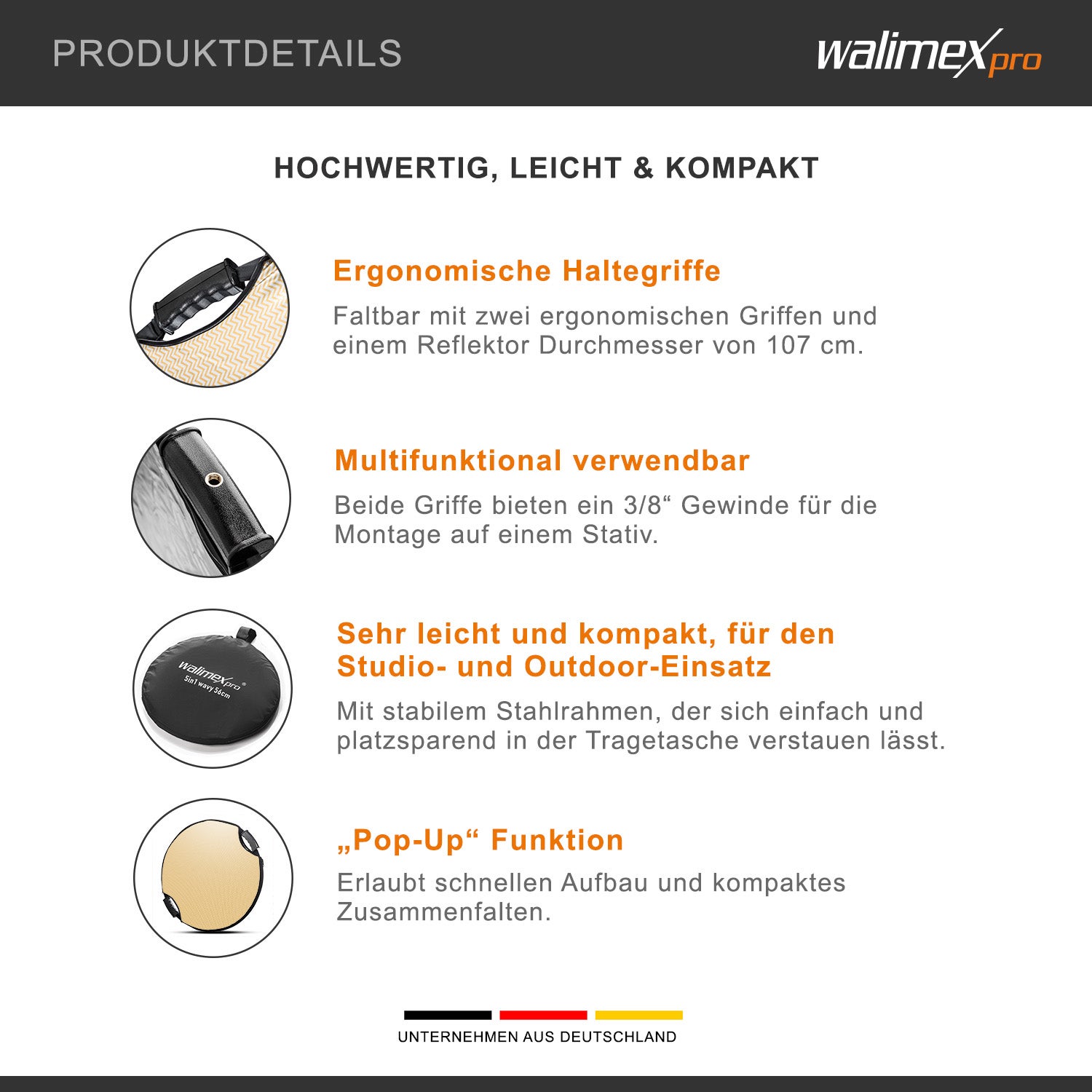 Walimex pro Set reflector fotográfico 5 en 1 plegable wavy comfort ...