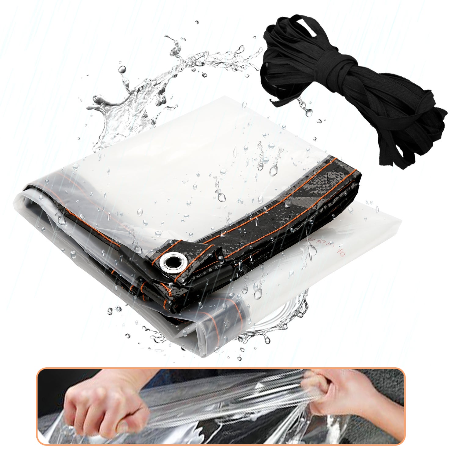 Bâche Imperméable Transparente avec Oeillets, Plusieurs tailles, Housse ...