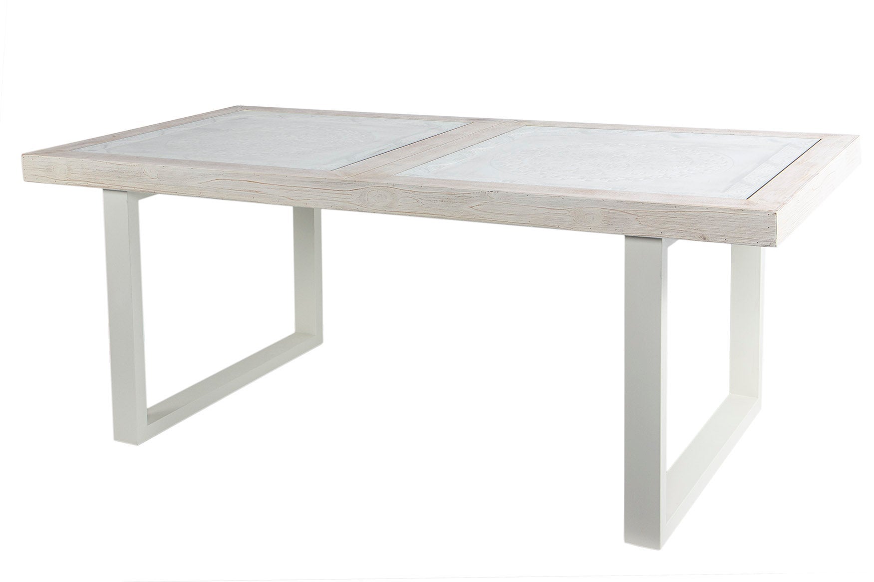 Mesa Comedor De Metal Y Madera Tallada 190x90x78cm | Leroy Merlin
