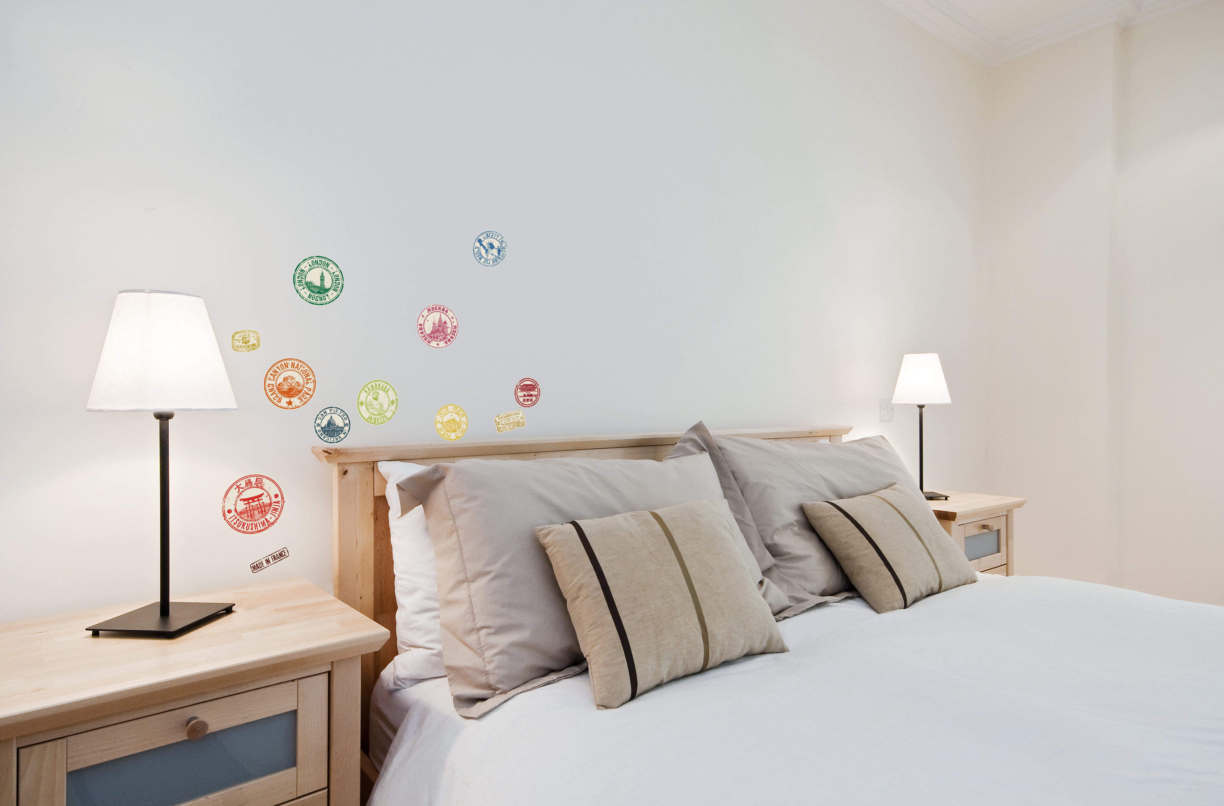 Sticker autocollant décoratif, illustration des tampons des différents ...