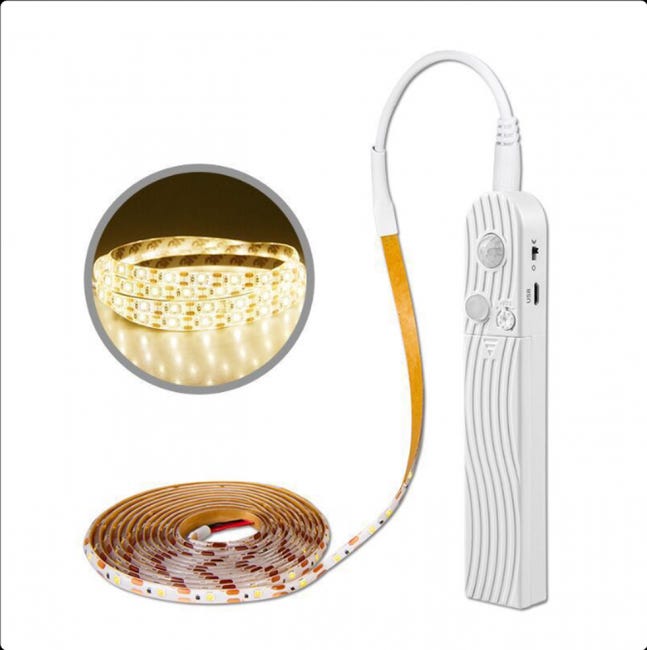 Bande LED de 3 mètres alimentée par batterie, avec interrupteur ...