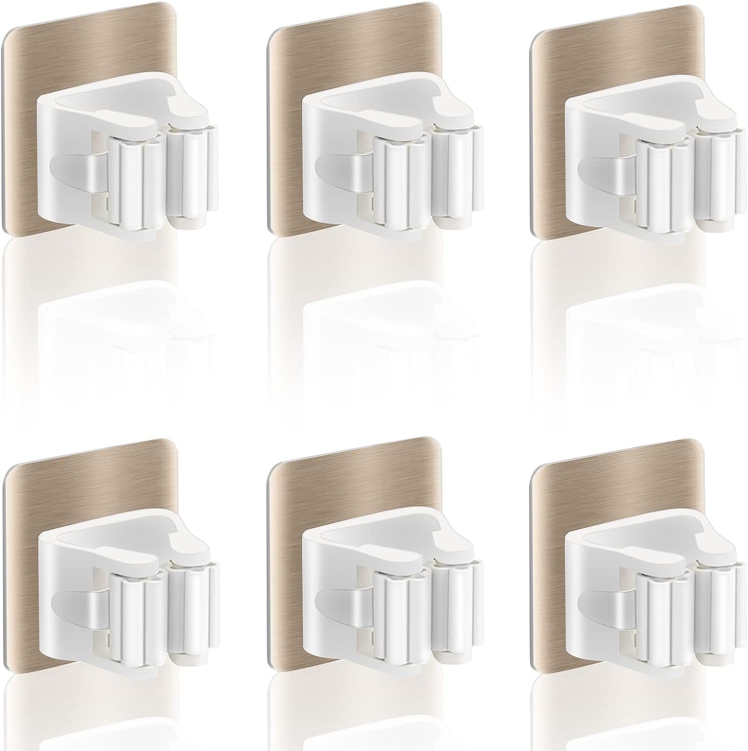6 x Wall Broom Hooks, No Drilling, Wall Mounted Broom Holder for ...