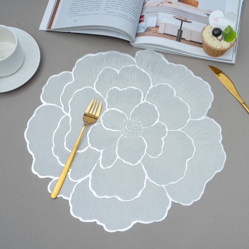 Lot de 6 sets de table ronds ornés d'un motif floral doré ...