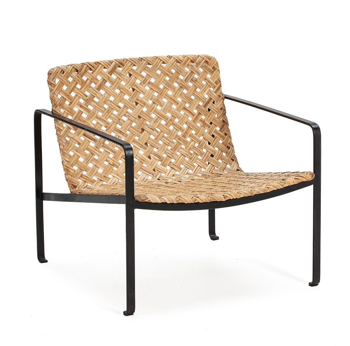 Fauteuil osier naturel avec accoudoirs et pieds métal noir kadra ...