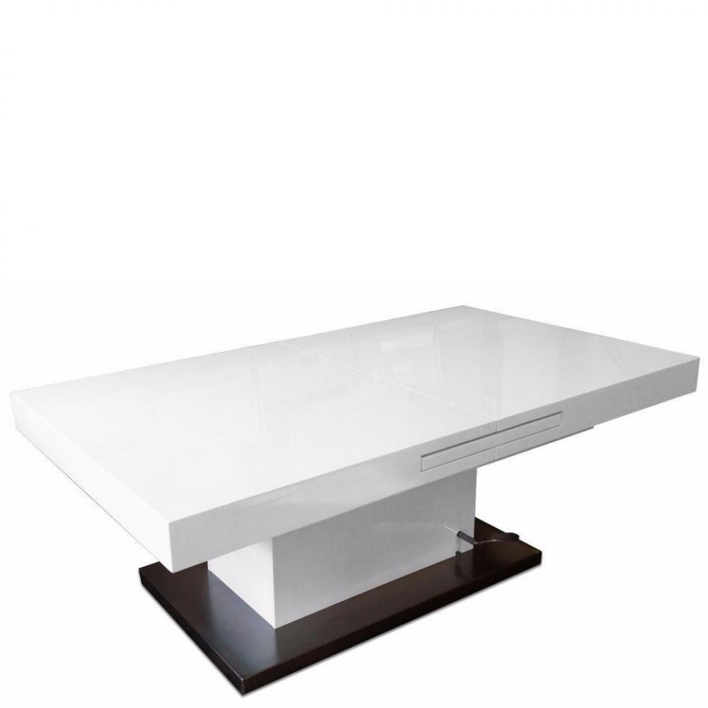 Table basse relevable extensible SETUP blanc brillant socle acier ...