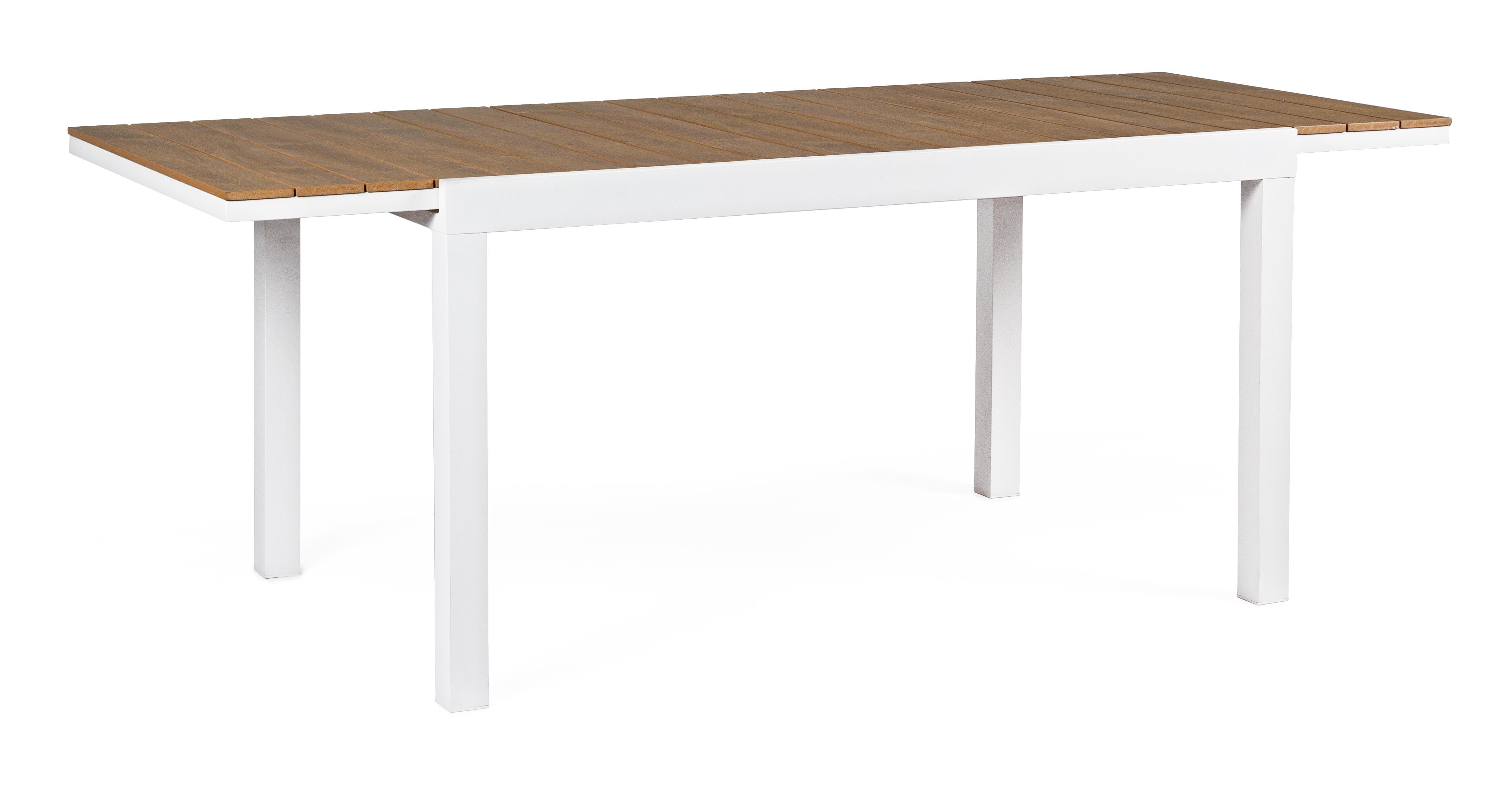 Table extensible "Elias" 140-200x90 blanche en aluminium et polywood ...