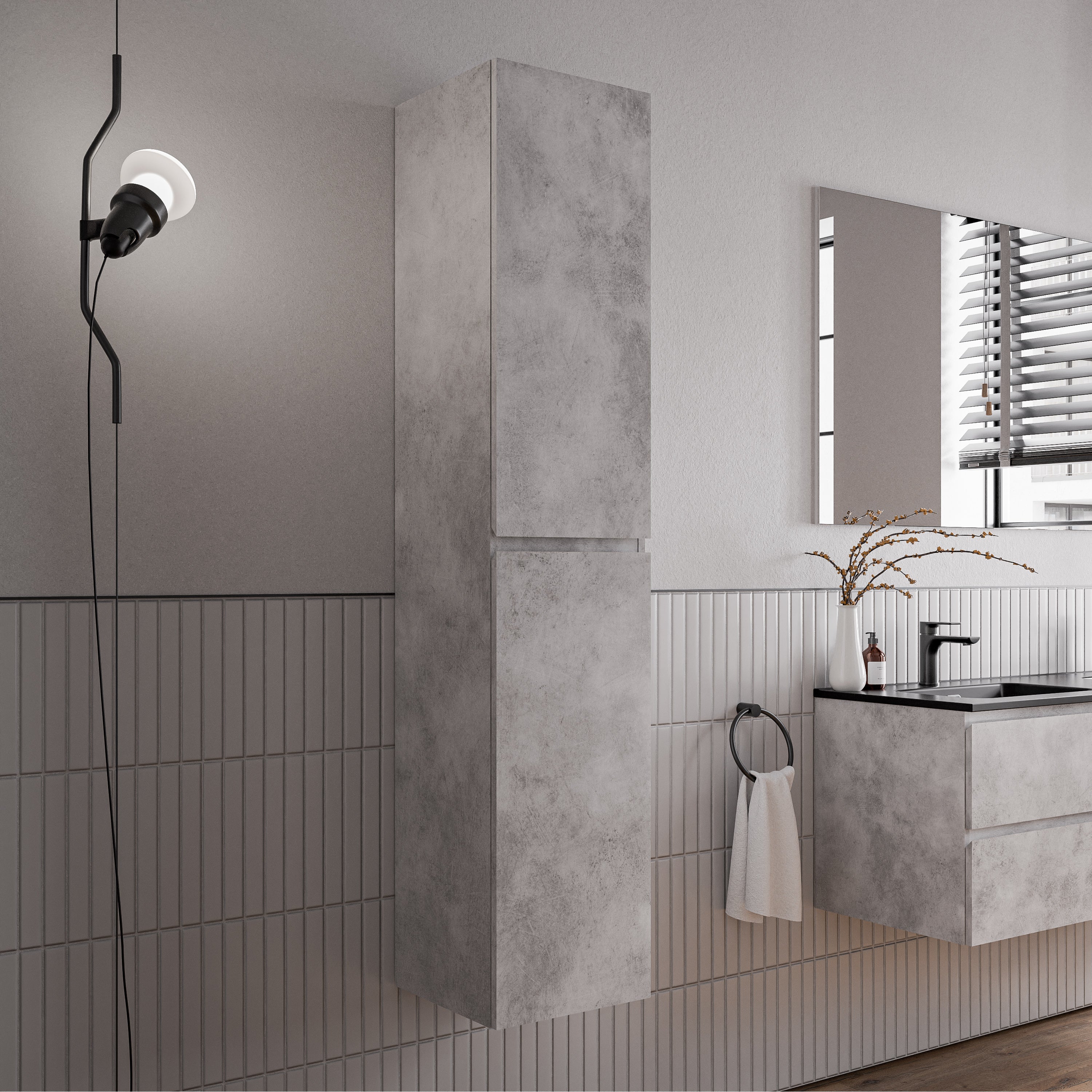 BERNSTEIN - Colonna da bagno sospesa 35x35x170cm (LxPxH) Concrete 2 ...