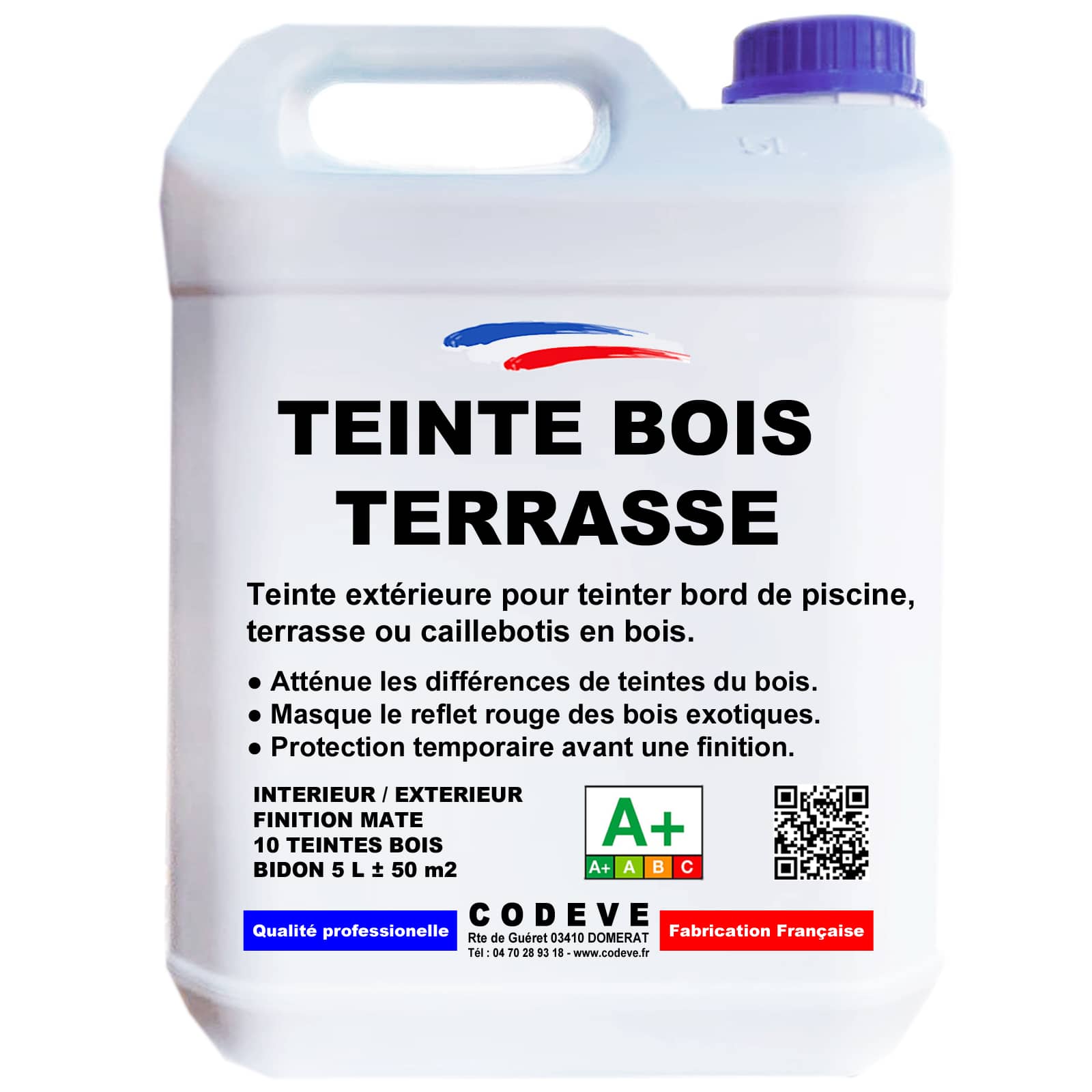 Teinte Terrasse Bois - 5 L - Codeve Bois - Chêne moyen - Pour Teinter ...