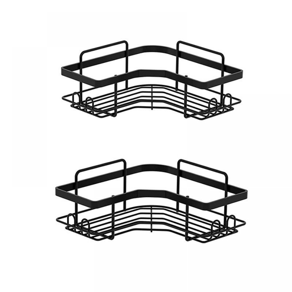 (2 pièces) étagère de salle de bain d'angle noire sans perçage, armoire ...