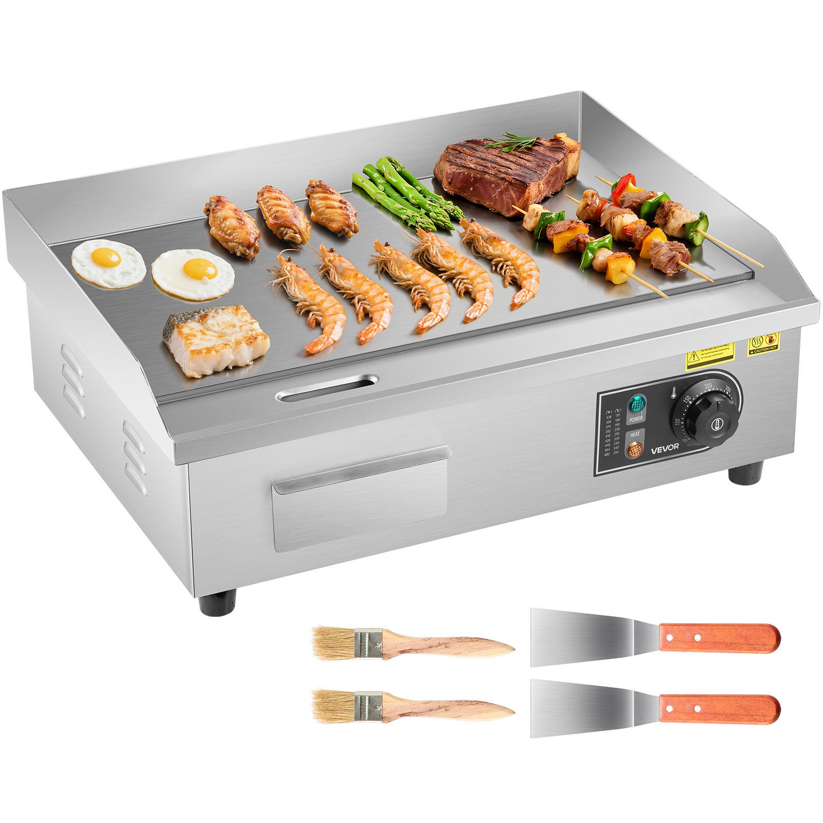 Plancha eléctrica VEVOR inox 3200 W, placa 535×300 mm, 50–300 °C, con ...