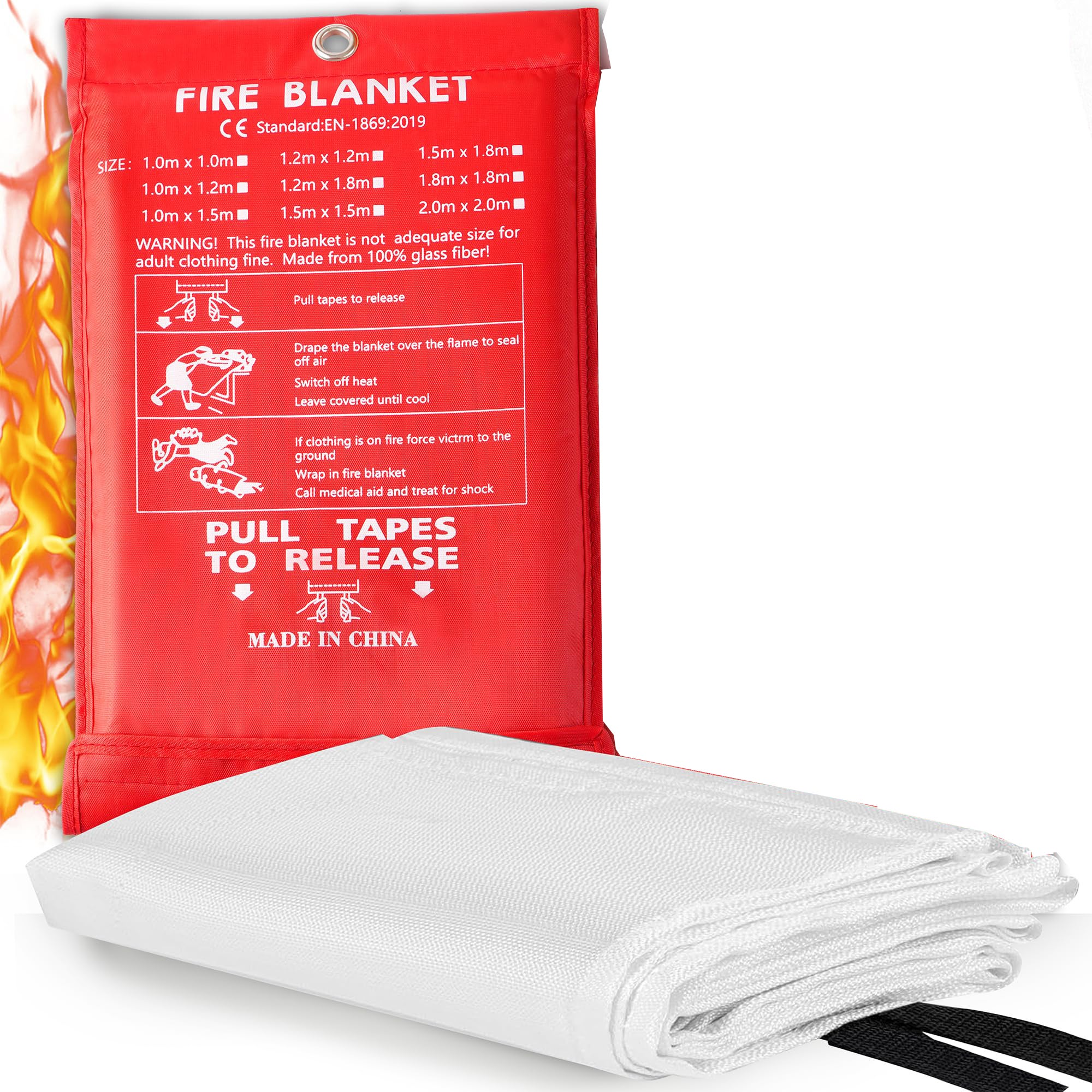 Manta ignífuga de fibra de vidrio de 1,8 x 1,8 m - Agente extintor ...