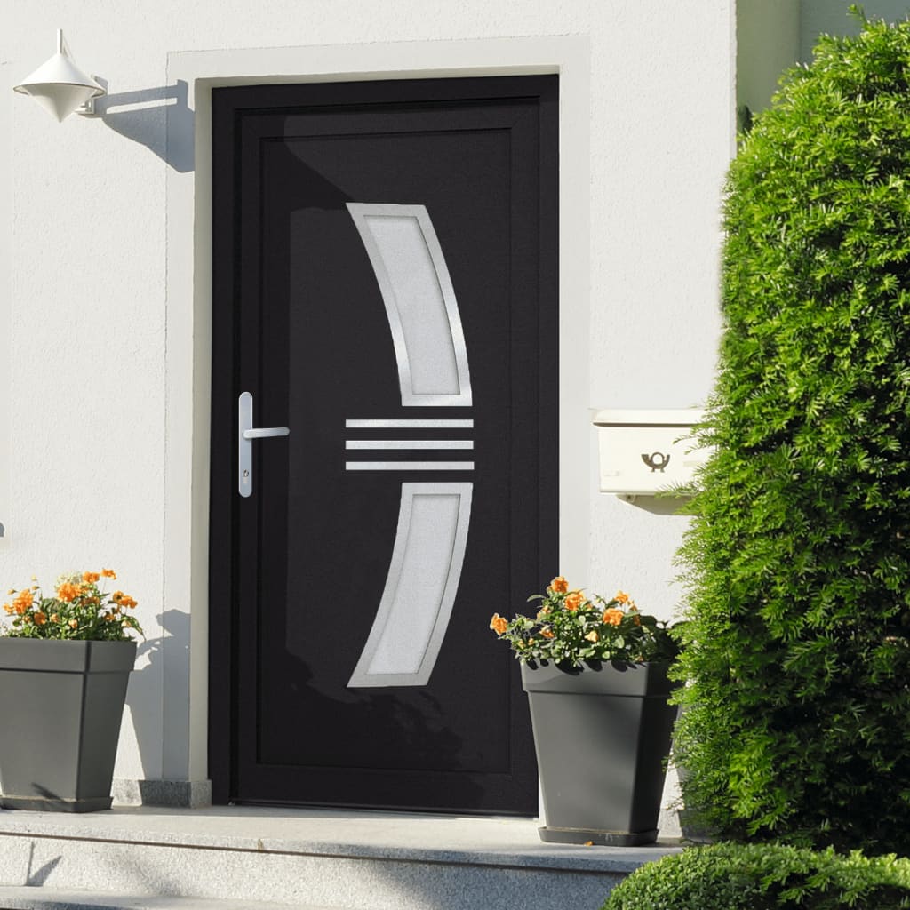 Puerta de entrada antracita 108x208 cm PVC | Leroy Merlin
