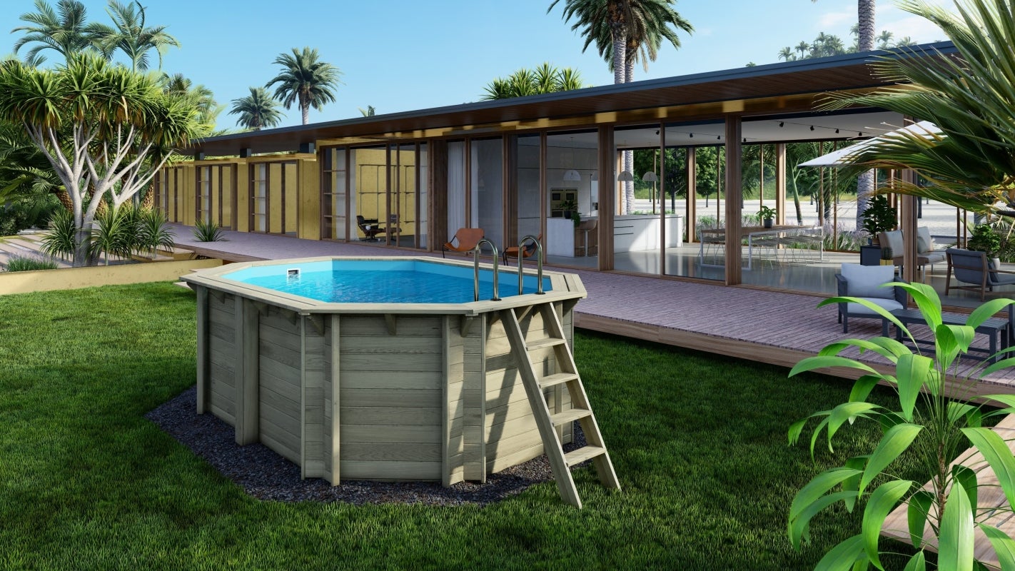 Piscina de madera Nemo 4,3x3 - H.1,31 m vigas a atornillar ...